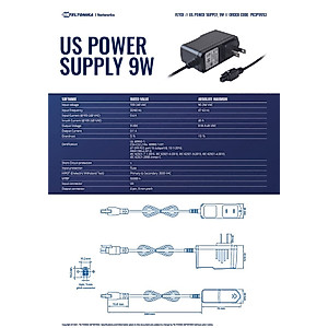 Teltonika PR3PUUS3 Power Supply, US Plug, 9W, 100-240 VAC Input, 9 VDC Output, 50/60 Hz, Up to 50000 Hours Rated Life