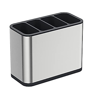 TESOT Utensil Holder Sink Caddy Sponge Holder with 4 Divided Compartments, Sturdy Stainless Steel, Rust Proof