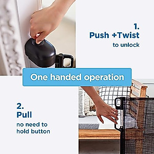 Perma Child Safety Indoor/Outdoor Deluxe Aluminum Retractable Baby Gate 39" Tall Extends to 71" Wide, Black w/Aluminum Casing