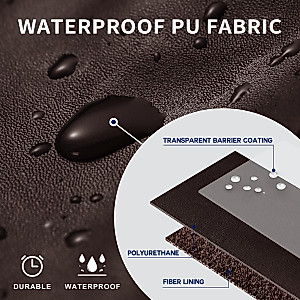 SUBRTEX Leather Waterproof Cushion Covers Breathable Sofa Seat Slipcpvers for 3 Seaters Stretch Replacement for Furniture Protector (Large, Chocolate)