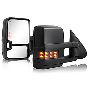 HF autoparts Towing Mirrors Compatible with 2003-2007 Chevy Silverado Side Mirror, GMC Sierra Tow Mirrors, Pair Power Heated with Turn Signal Light Backup Lamp Extendable Pair Set
