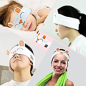 Olyre Over Ear Headband Headphones Cartoon Kids Headsets Comfort Sleeping Aid Volume Limited with Thin Speakers & Super Soft Stretchy Headband – White Rabbit