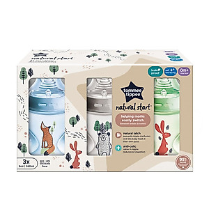 Tommee Tippee Closer to Nature Baby Bottles, Woodland Friends | Breast-Like Nipple, Anti-Colic Valve (9oz, 3 Count)