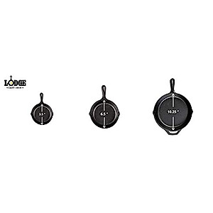 Lodge Seasoned Cast Iron Cookware Set. 2 Piece Skillet Set. (10.25 inches and 6.5 inches)