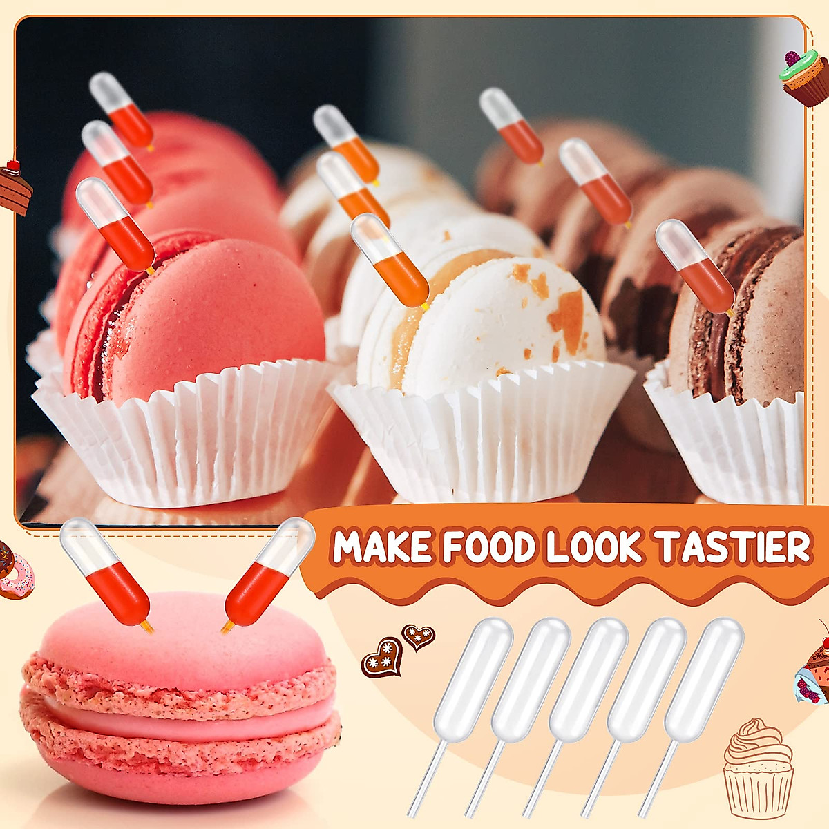 Kingdder 1000 Pcs 4 ml Cupcake Pipettes Squeeze Transfer Dropper Disposable Dropper Pipettes Plastic Transfer Pipettes Liquor Infuser for Cupcakes Chocolate Dessert Ice Cream