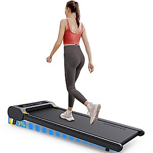 UREVO Walking Pad with Incline, Incline Under Desk Treadmill for Home/Office, 2.25 Horsepower Inclined Treadmills with Remote Control, LED Display, 265lbs Weight Capacity