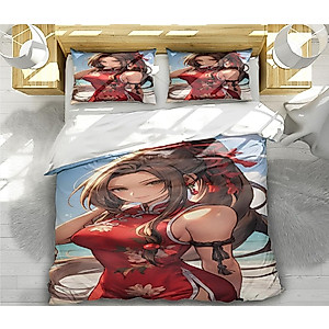 MattUi Arcade Game Sexy Girl Anime 3D Bedding Set Soft Breathable Microfiber Duvet Cover, Bedroom Decor 3 Piece Set (8,Queen 90x90in + 20x30in)