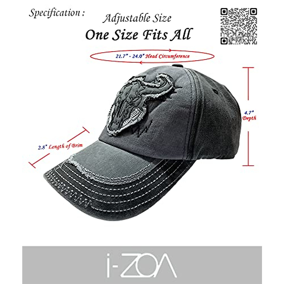 iZOA Caps and Hats for Men and Women Bulls Embroidery Casual Fashion Adjustable Unisex Baseball Caps Hats