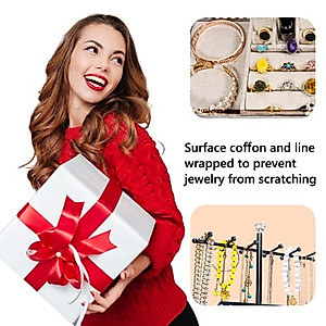 Meangood Jewelry Tree Stand Organizer 3in1 Necklace Organizer Display Bracelet Earrings and Ring Tray Jewelry Holder Hanger Metal（Black）