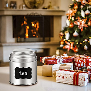 Tea Tin with Airtight Double Lids for Loose Leaf Tea Storage, 8 Oz Kitchen Small Tin Can and Tea Canister for Tea Coffee Sugar Candy Spices Christmas Gift (12 PACK)