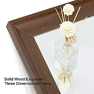 TheiaMo Full Length Mirror Wood Frame, 65×22in Floor Mirror Full Body Mirror with Standing Holder Hanging Wall Mirror, Stand Large HD Mirror, Dressing Mirror for Bedroom/Living Room, Walnut