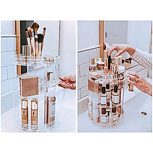Rotating Makeup Organizer by Tranquil Abode | 360 Spinning Storage Display Case | Clear Acrylic Vanity & Bathroom Organizer for Skincare, Perfume, Cosmetic, Beauty, Make up and Essential Oil Products