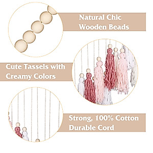 Luxbrand Large Macrame Wall Haning Boho Home Decor, Blush Pink Tassel Wall Decor Bohemian, Bedroom Living Room Girls Room Nursery Dorm Room Decoration