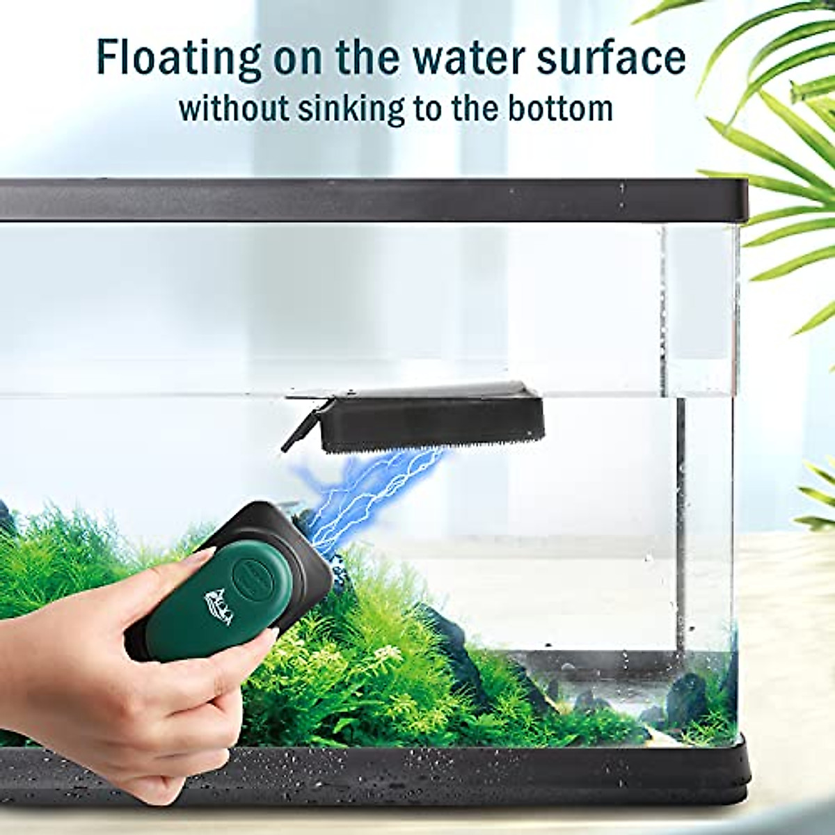 AQQA Magnetic Aquarium Cleaner Brush,Fish Tank Algae Cleaning Tool,Floating with Handle Scratch-Free,2 Detachable Scraper Suitable Glass and Acrylic Tank