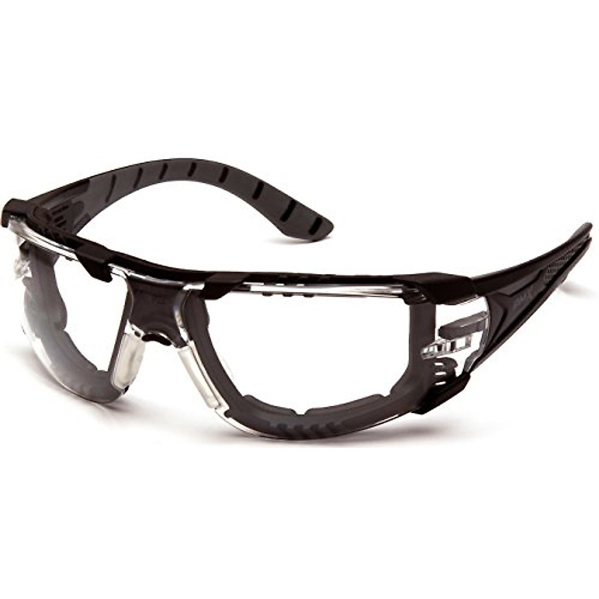 Pyramex Endeavor Plus Safety Glass Black/Gray Frame With Foam Padding Clear H2MAX Anti-fog Lens