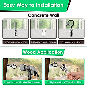 Etoolia 24 Pcs Q Hooks for Outdoor String Lights with Safety Buckle, Christmas Light Hooks and Ceiling Hooks for Hanging Plants, Screw Hooks for Hanging Wind Chimes, Patio Lights & Party Decors