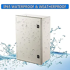 VEVOR Fiberglass Enclosure 23.6 x 15.7 x 9.1" Electrical Enclosure Box NEMA 3X Electronic Equipment Enclosure Box IP65 Weatherproof Wall-Mounted Electrical Enclosure With Hinges & Quarter-Turn Latches