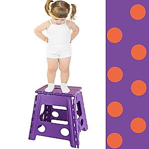 Livebest 15'' Folding Step Stool with Carrying Handle for Kids and Adults,Kitchen and Garden,Hold up to 300lbs