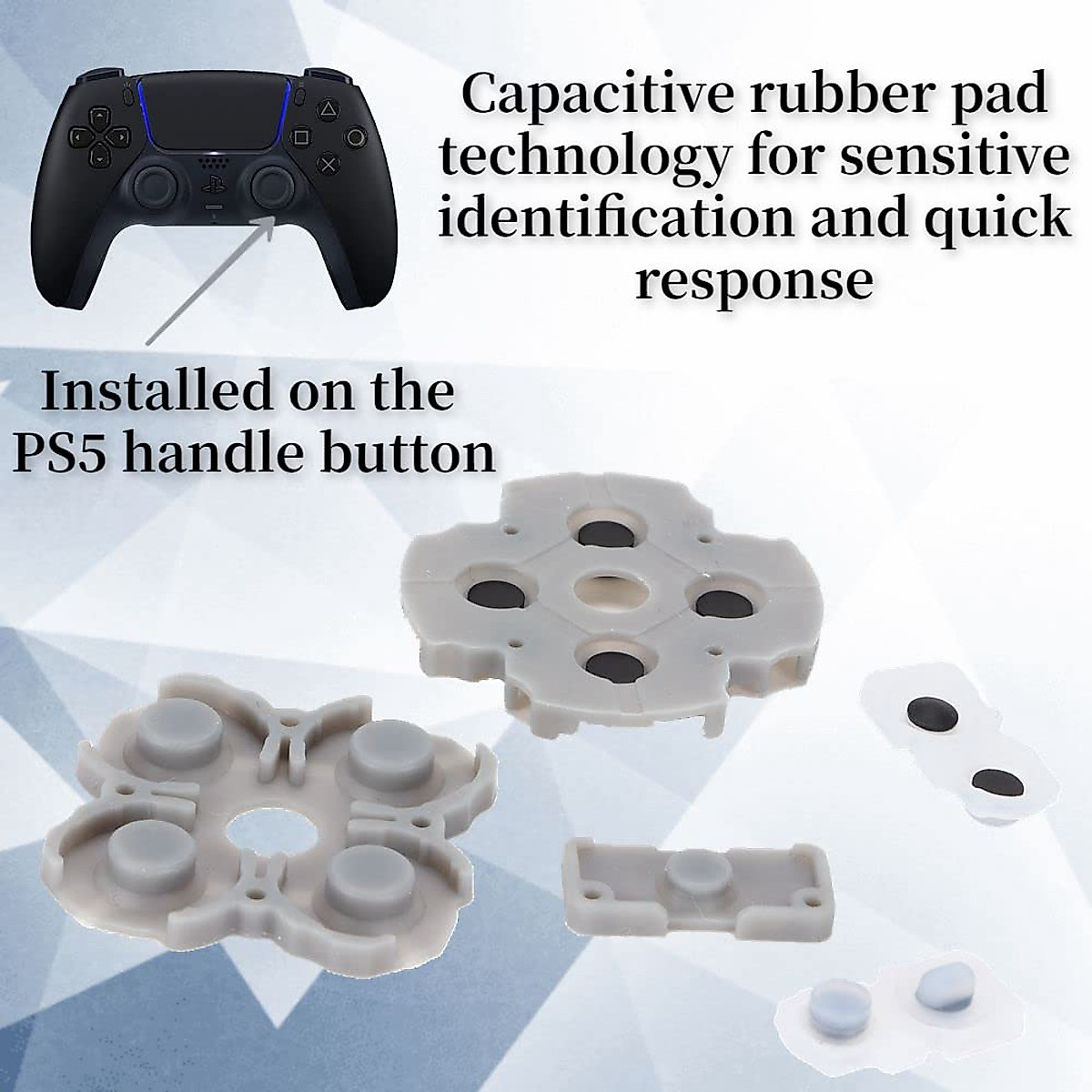 menfad Replacement Triggers Button Kit, Controller Silicone Conductive Rubber Pads Handle Buttons, Repair Replacement Part, for PS5, Wear‑Resistant, Not Easy to Damage, Easy to Store and Carry