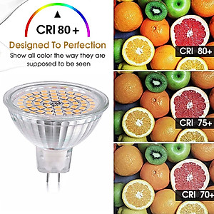 MR16 LED Light Bulbs(4 Pack)-380lm 60LEDs 2835 SMD 3W AC/DC 12V 3000K Warm White,30W Halogen Bulb Equivalent,GU5.3 Bi-Pin Base,Not Dimmable, for Landscape,Recessed Spotlight,Track Lightin
