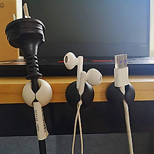Cable Clips Organizer for Phone Charging Cable, Cable Holder Desktop,Cord Clips for Computer,Charging Cable,USB Cable,Mouse,Headphone Cable,Office, Nightstand,Table,Cubicle,ect.(3 Black+3 White)
