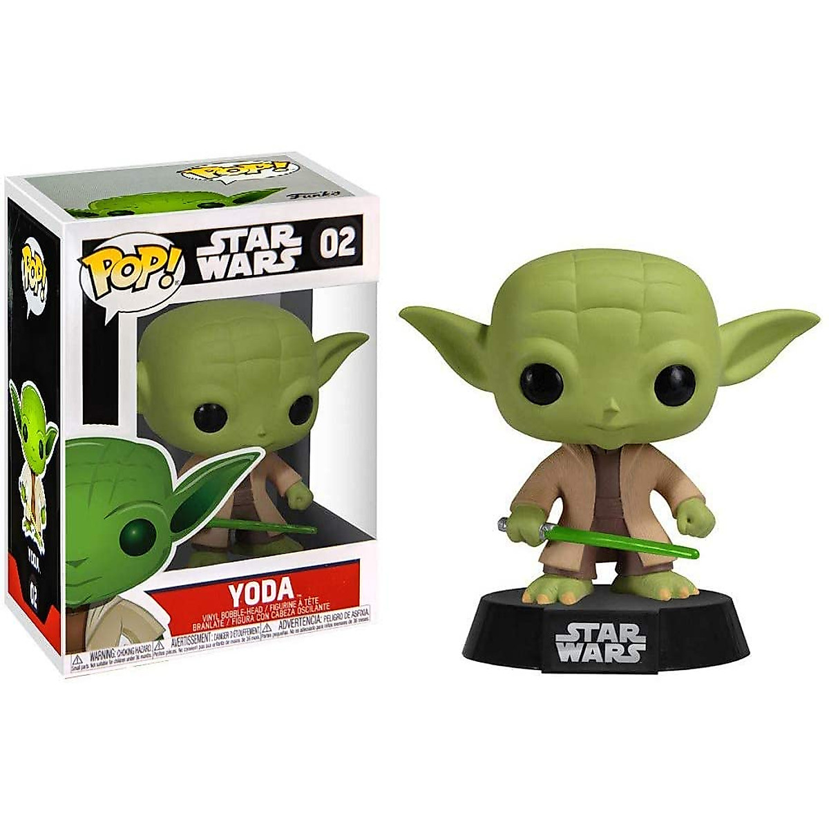 POP Star Wars: Master Jedi Yoda with Lightsaber [Black Box Art] Funko Vinyl Figure (Bundled with Compatible Box Protector Case)