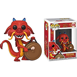 POP Disney: Mulan - Mushu with Gong Funko Pop! Vinyl Figure (Bundled with Compatible Pop Box Protector Case), Multicolored, 3.75 inches