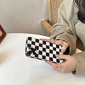 Compatible with iPhone 12 Pro Max Buffalo Plaid Black and White Phone Case,Grid Checkerboard Leather Soft Flexible TPU Anti Scratch Shock-Proof Protective Cover(Iphone12pro max)