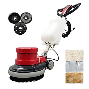 HayWHNKN Floor Polisher Commercial Floor Scrubber Buffer Carpet Buffer Scrubber 17" Heavy Duty Polisher Machine 154RPM Multifunctional Carpet Cleaner with 3Gal Water Tank 110V