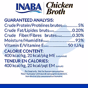 INABA Chicken Broth Side Dish for Cats with Vitamin E, Eight 1.76 Ounce Pouches, Chicken Recipe