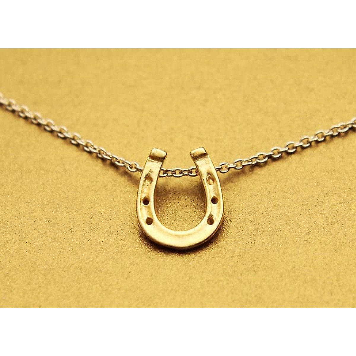 LANG XUAN Good Luck Horseshoe Pendant Friendship Chain Necklace with Meaning Card for Women Silver Gift
