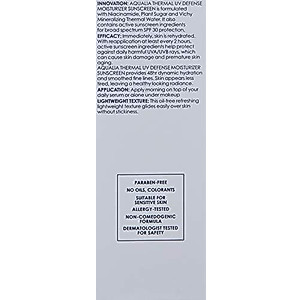 Vichy Aqualia Thermal UV Daily Moisturizer with SPF 30, Moisturizer with Sunscreen for Face with Niacinamide, Oil Free Sunscreen, Moisturizing Face Lotion with SPF, Sheer Finish Sun Protection
