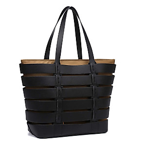 2Pcs Women Tote Handbag Oxford Cloth Purse Top Handle Work Bag Large Capacity Shoulder Bag For Work(Black)