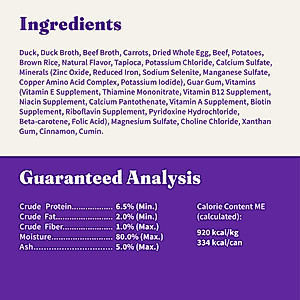 Halo Elevate Wet Dog Food, Kettle Cooked Chunky Healthy Grains Duck & Beef Stew with Carrots, White Potatoes & Brown Rice, 12.7oz (Pack of 6)