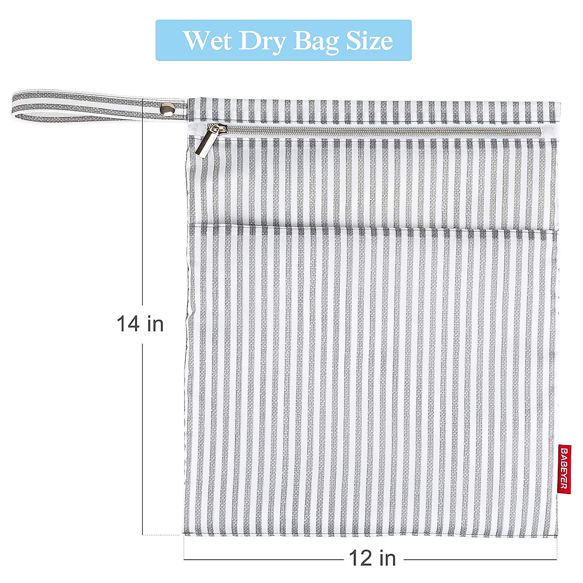 BABEYER 2Pcs Wet Dry Bags for Baby Cloth Diapers Waterproof Washable Reusable with Two Zipper Pockets for Dirty Gym Clothes, Travel, Beach Pool Daycare Soiled baby Accessories