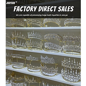 JINYEAH Crown Display 2-Tier Crown Holder Tiara Display Golden Bridal Crown Display Stand Crown Storage Organizer Jewelry Holder for Women Girls Wedding Home Shop Store