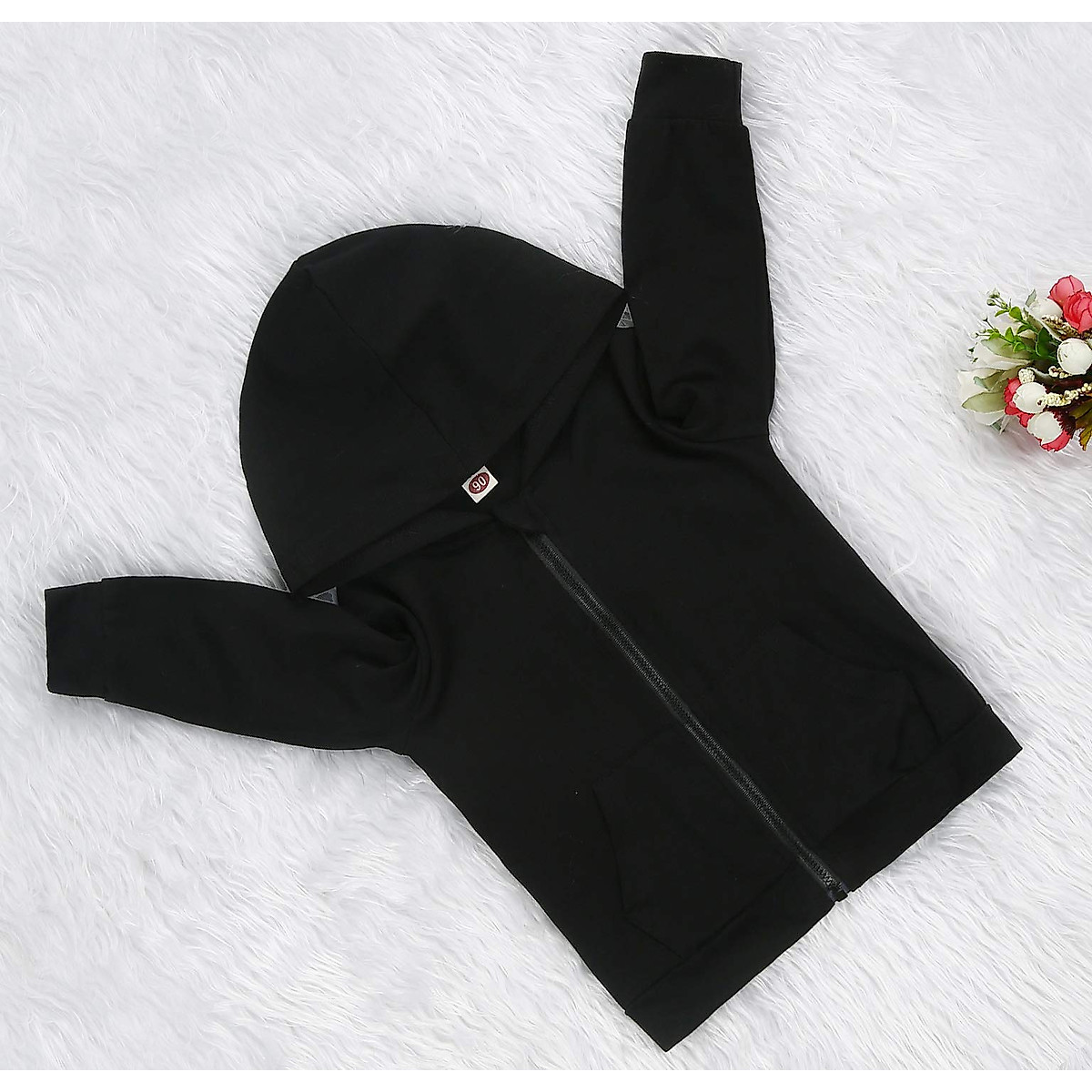 Imcute Baby Zip Up Hoodie, Unisex inflant Toddler Long Sleeve Sweatshirts Lightweight Jacket Hooded Coats Fall Winter Outfits (Black, 2-3T)