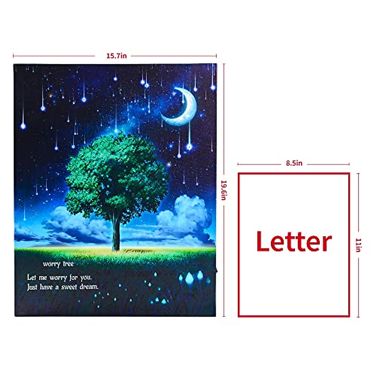 Dohwa blingco Worry Tree LED Lighted Wall Art With Timer 15.7" x 19.6" Home Decor Anxiety Relief Item Meditation Accessories