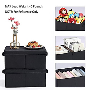 HOONEX Storage Bins with Lids for Organizing, Pack of 2, Storage Boxes with 2 Carrying Handles and Study Heavy Cardboard, 16.5" L x 11.8" W x 7.5" H for Toy, Shoes, Books, Clothes, Nursery, Black