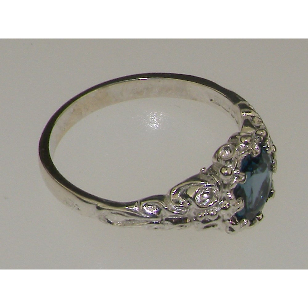 LetsBuyGold 925 Sterling Silver Natural Blue Topaz Womens Anniversary Ring - Size 4.25