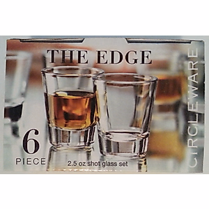 Circleware Edge Shot Glasses, Set of 6, 1.5 oz., Clear