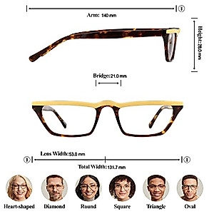 ZENNI Blue Light Blocking Glasses for Men Women Stylish Yellow&Tortoiseshell Rectangle Frame Relieve Digital Screen Eye Strain Acetate Light Eyewear