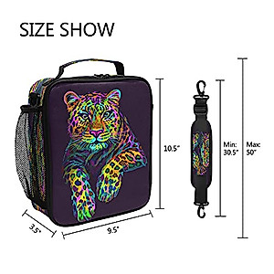 AUUXVA Leopard Jaguar Animals Kids Lunch Bags for Girls Boys Insulated Lunch Box Thermal Lunchbox Tote Bag with Adjustable Strap Leakproof Durable Lunch Cooler for Children Women School Work