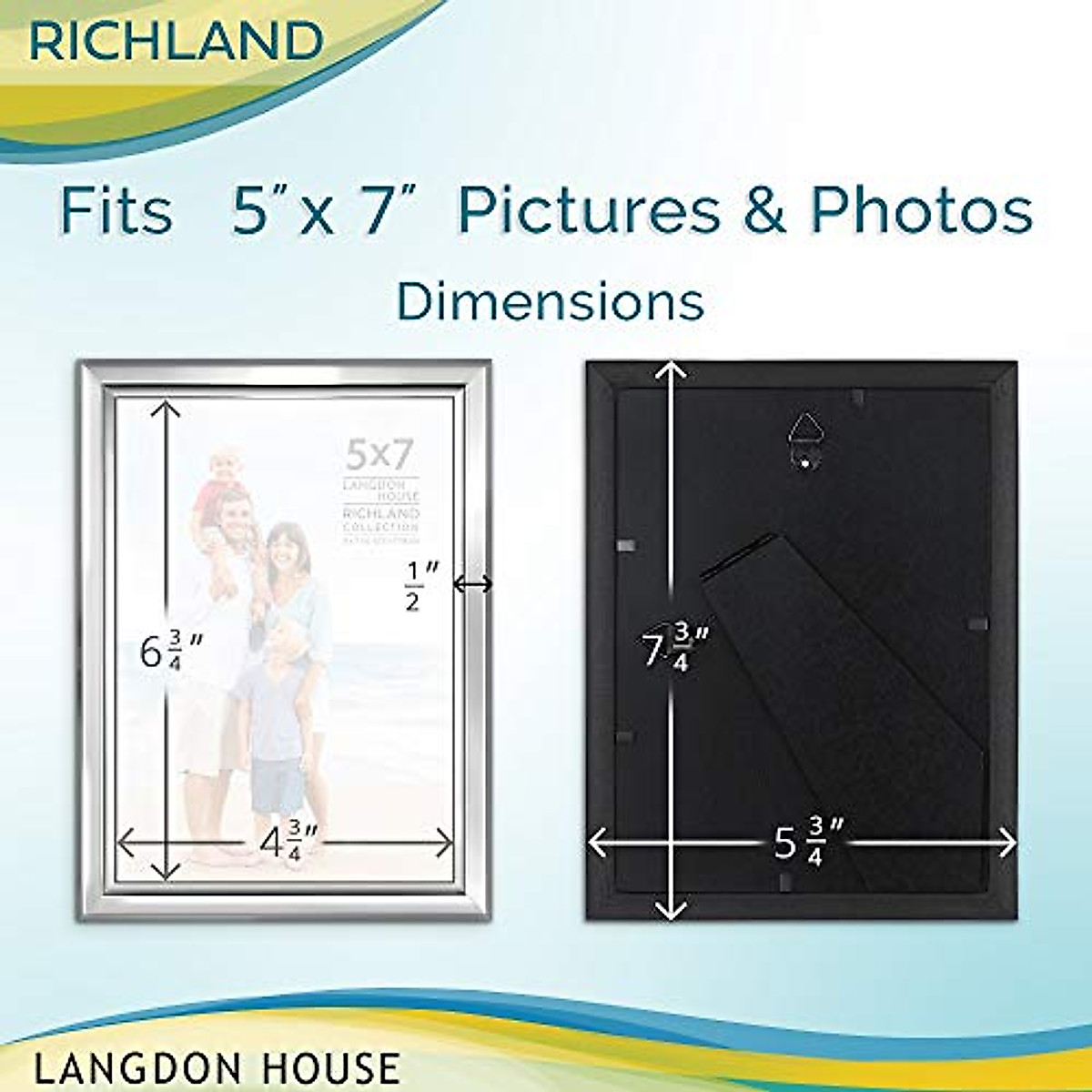Langdon House 5x7 Silver Picture Frame, Distinguished Edging for Classic Style, Richland Collection