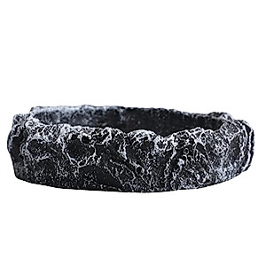 Set of 2 Slate Reptile Basking Rock Platform, Reptile Feeding Water Dish Food Bowl