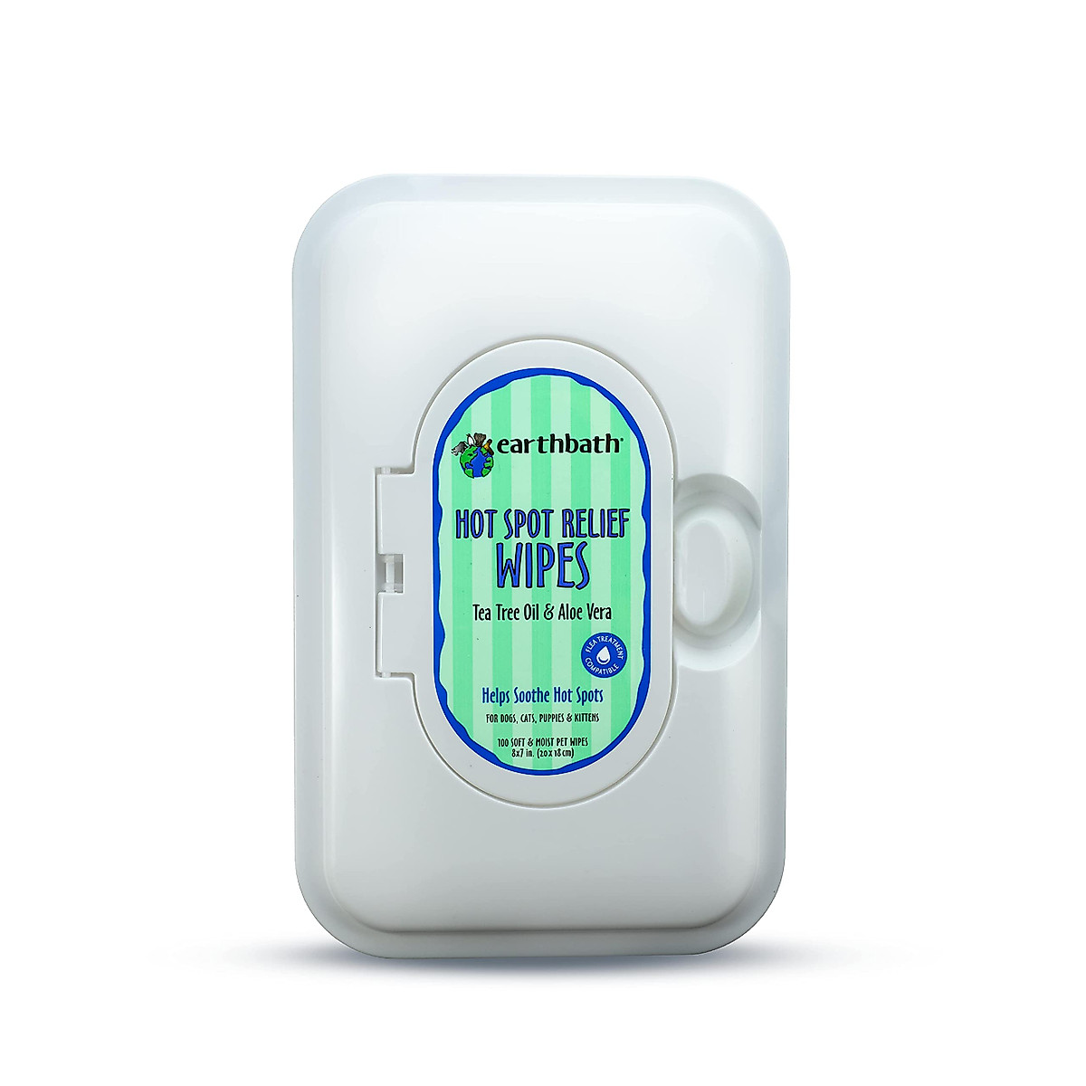 earthbath, Hot Spot Relief Pet Wipes -Tea Tree Oil Hot Spot Treatment for Dogs, Itch Wipes for Dogs & Cats, Made in USA, Cruelty Free Itch Relief for Dogs - 100 Count (1 Pack)