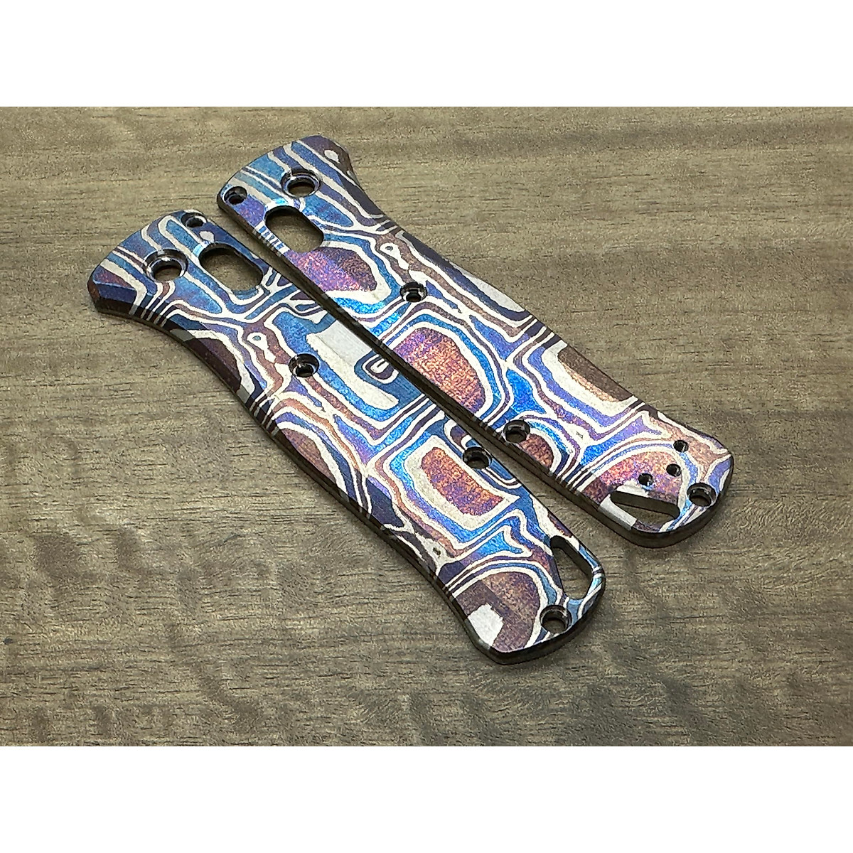 Mokume pattern heat ano engraved Titanium Scales for Benchmade Bugout 535