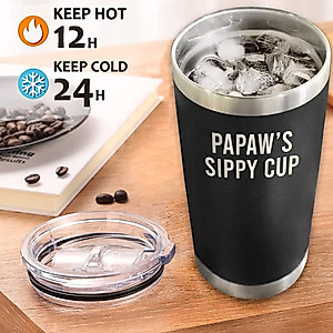 Papaw's Sippy Cup Travel Mug - Funny Father's Day Birthday Christmas Gifts From Son Daughter - New Tumbler
