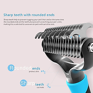 Dog Brush and Cat Brush Special for deshedding Pet with Thick, Medium, Long, Curly, and Wiry Hair -2 Sided Pet Grooming Tool, Mats & Tangles Dematting -No More Nasty Shedding and Flying Hair