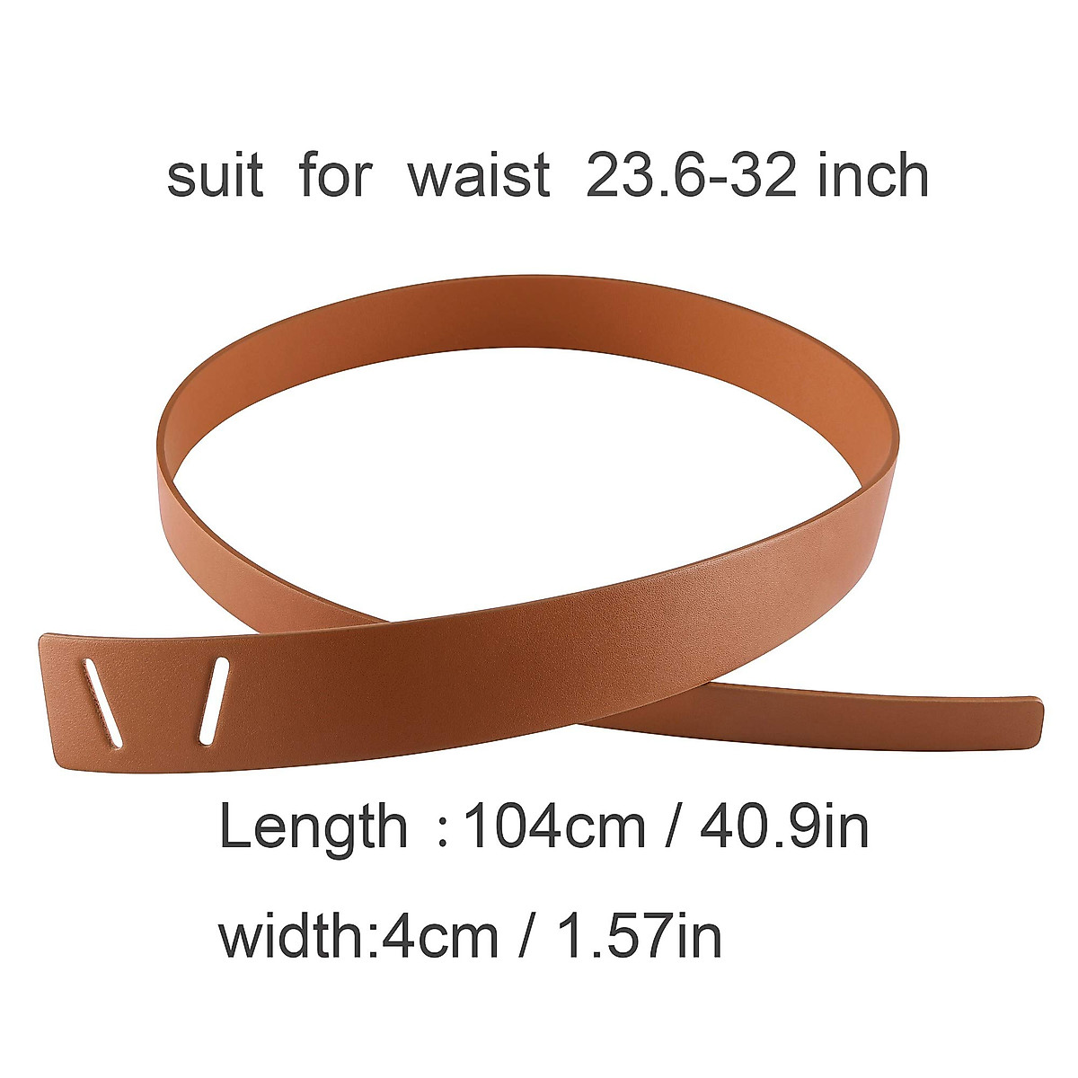 CHIC DIARY Women Fashion Knot Belt for Dress Jeans PU Leather Tie Waist Belt No Buckle Cinch Belt (Coffee)